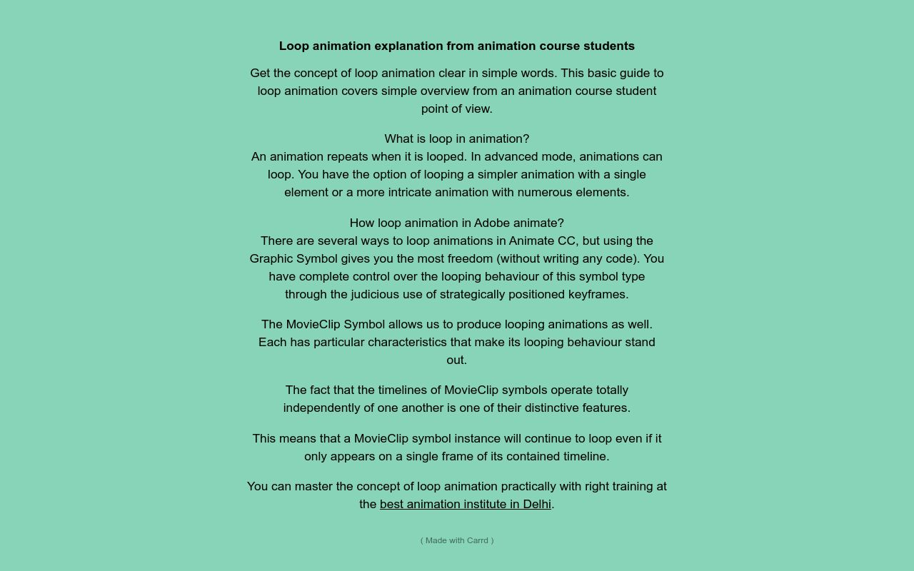 Loop animation explanation from animation course students